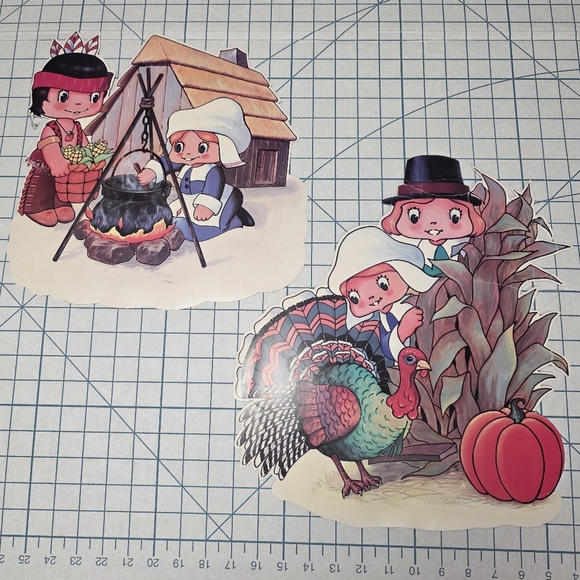 Source Unknown | Holiday | Vintage Thanksgiving Themed Die Cut Outs ...